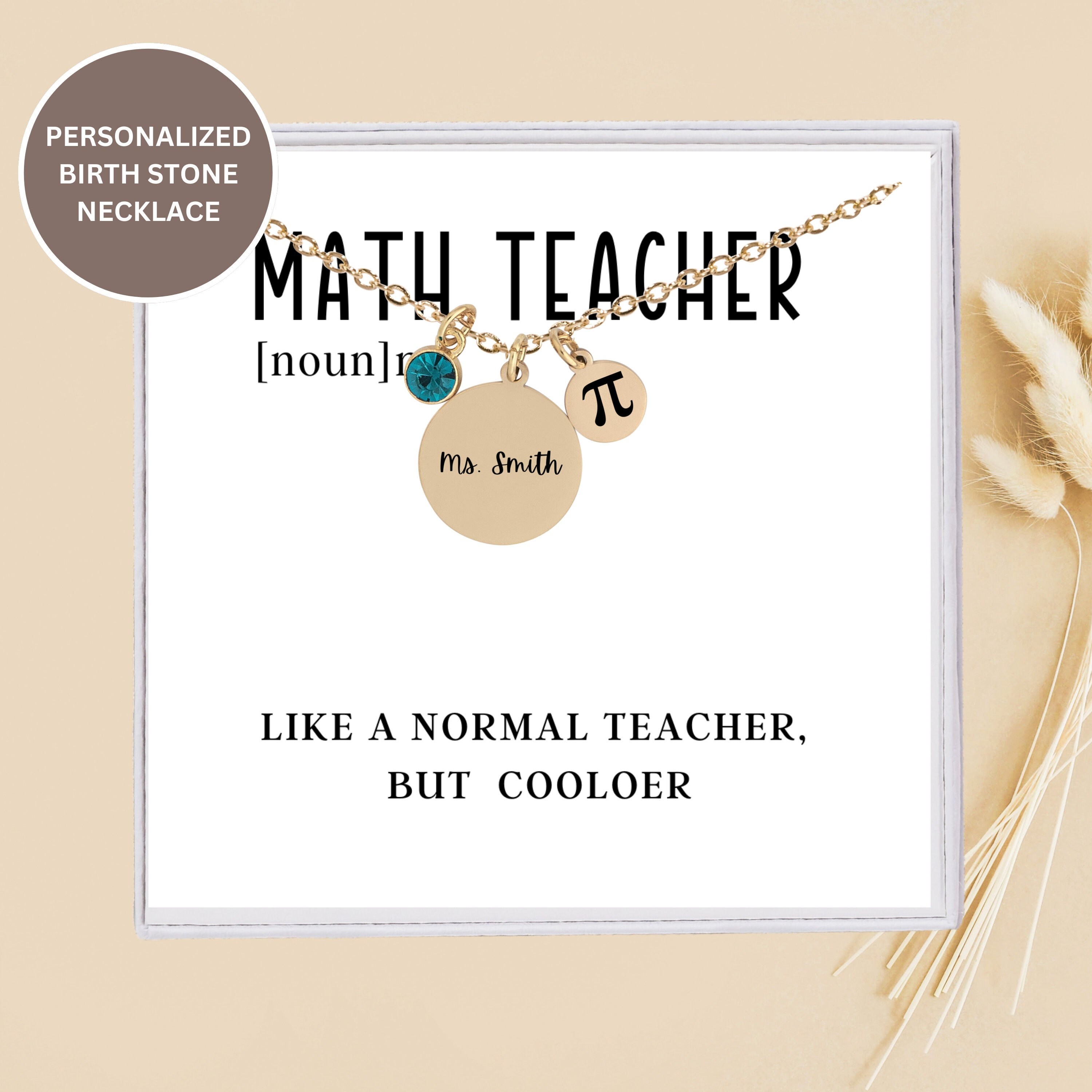 Math Teacher Personalized Birthstone Necklace Gift, Teacher ...