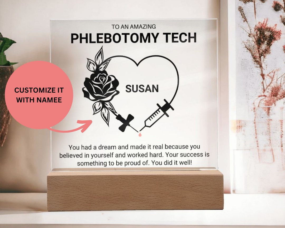 Phlebotomist Acrylic Plaque With LED Gift, Phlebotomy Technician ...