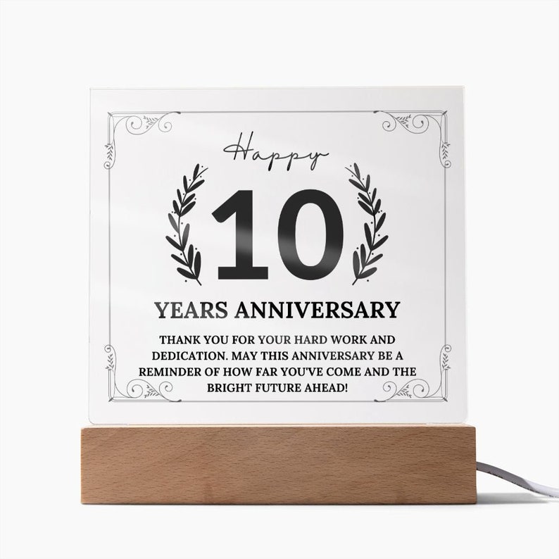 10 Year Work Anniversary Gift From Co-worker Boss Friend, 10th Employee ...