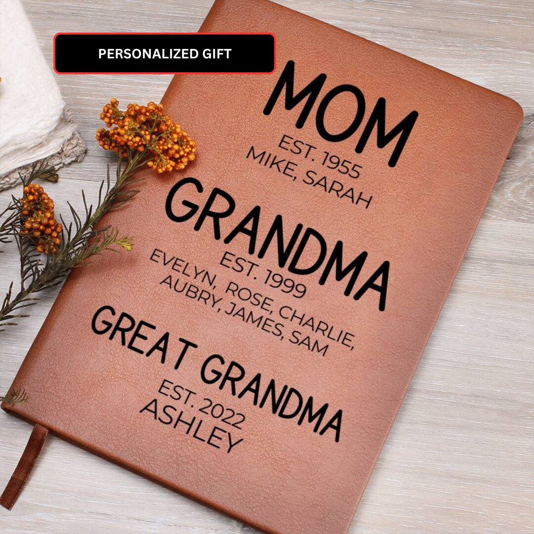 Personalized Great Grandma Journal Gift, Leather Journal Grandkids Kids ...
