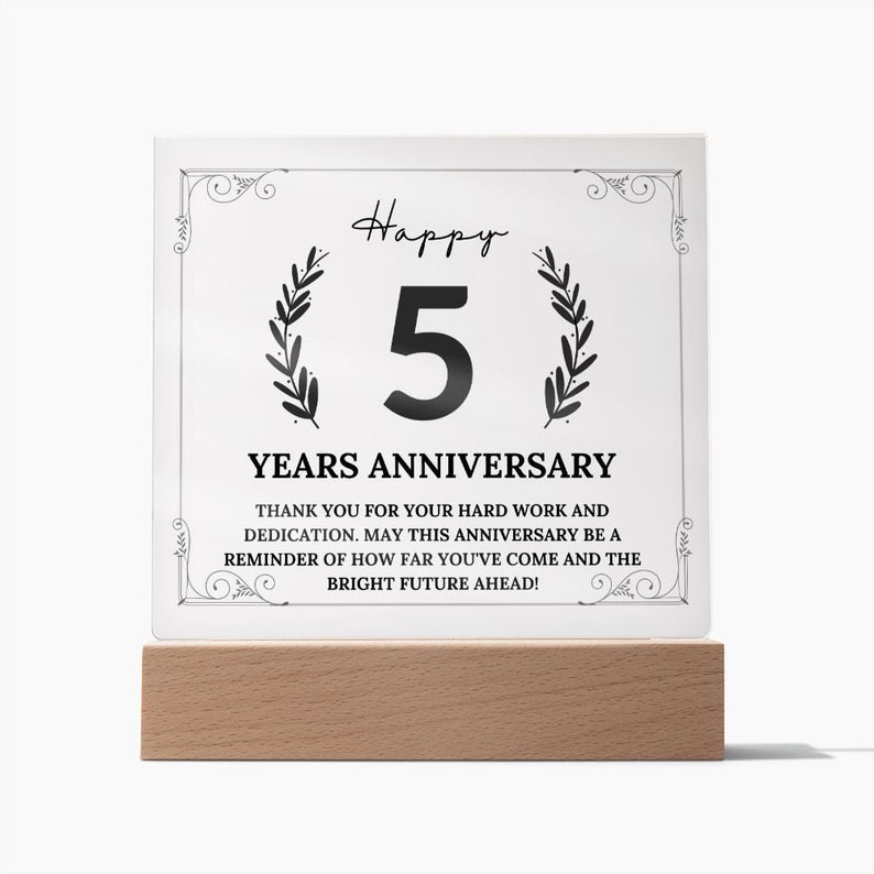 5 Year Work Anniversary Gift From Co-worker Boss Friend, 5th Employee ...