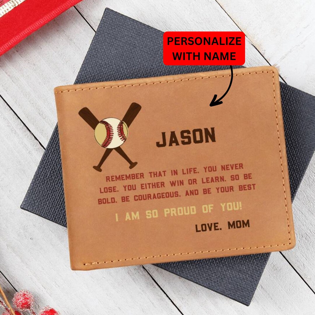 Personalized Wallet for Son From Mom, Baseball Wallet for Son ...