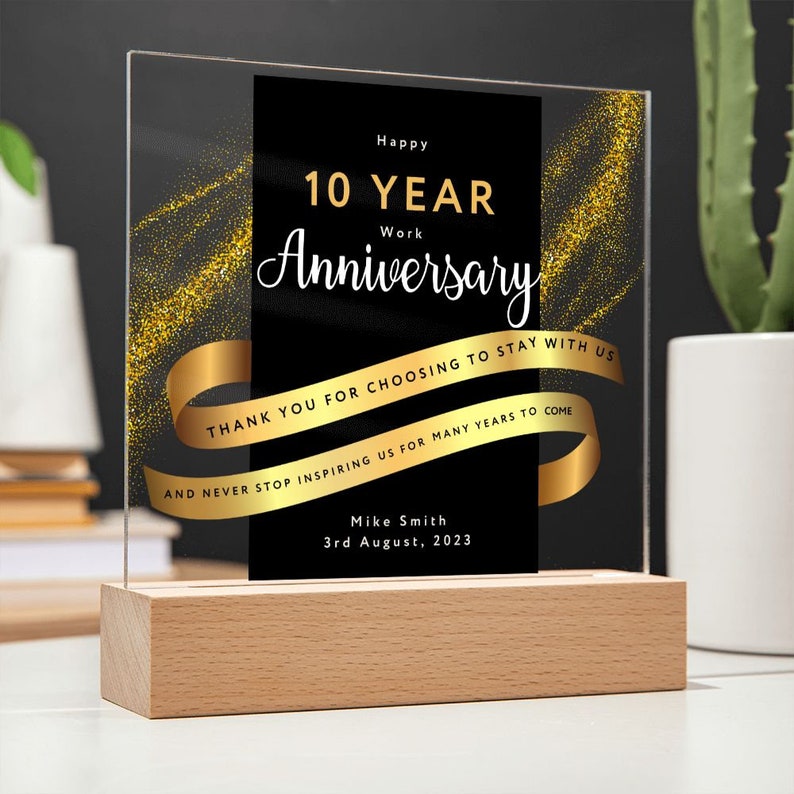 10 Year Work Anniversary Gift From Co-worker Boss Friend, 10th Employee ...