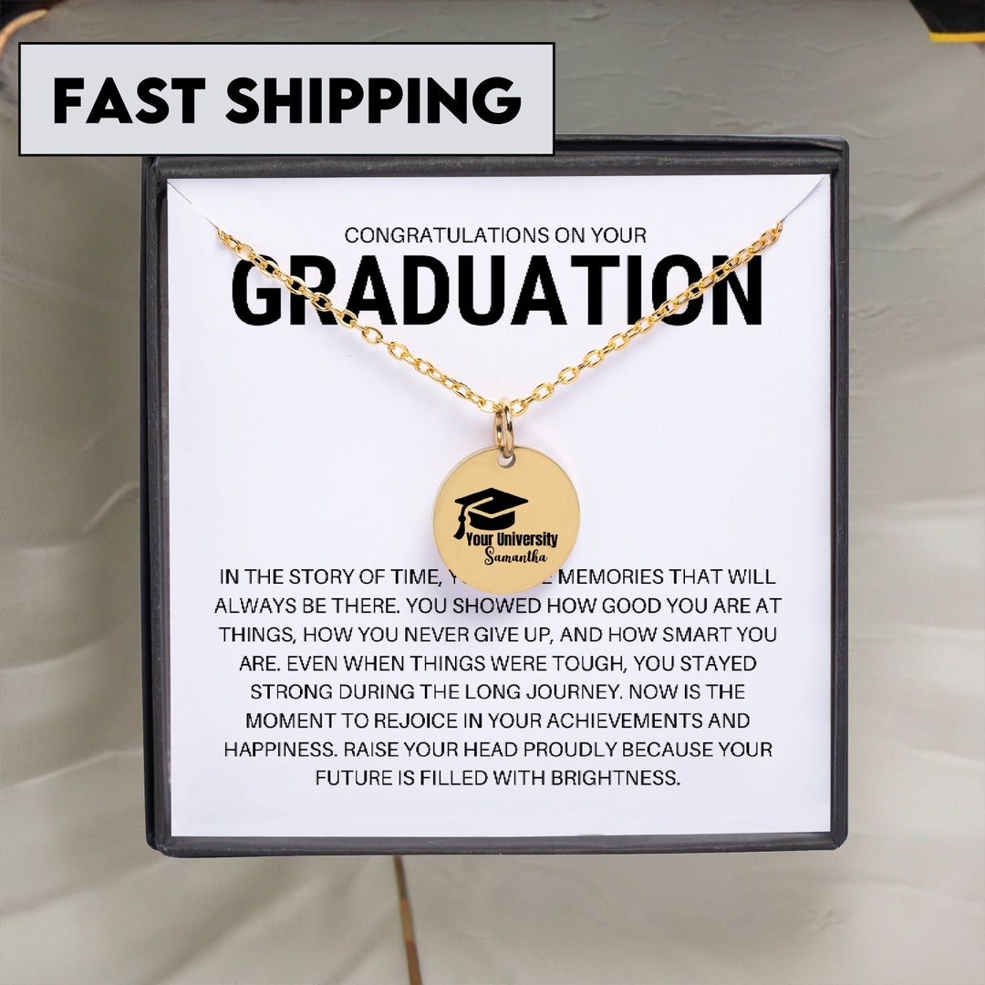 Personalized Graduation Necklace Gift, High School Grad School Graduate ...