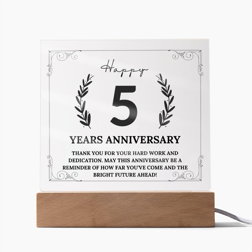 Personalized 5 Year Work Anniversary Gift From Co-worker Boss Friend ...