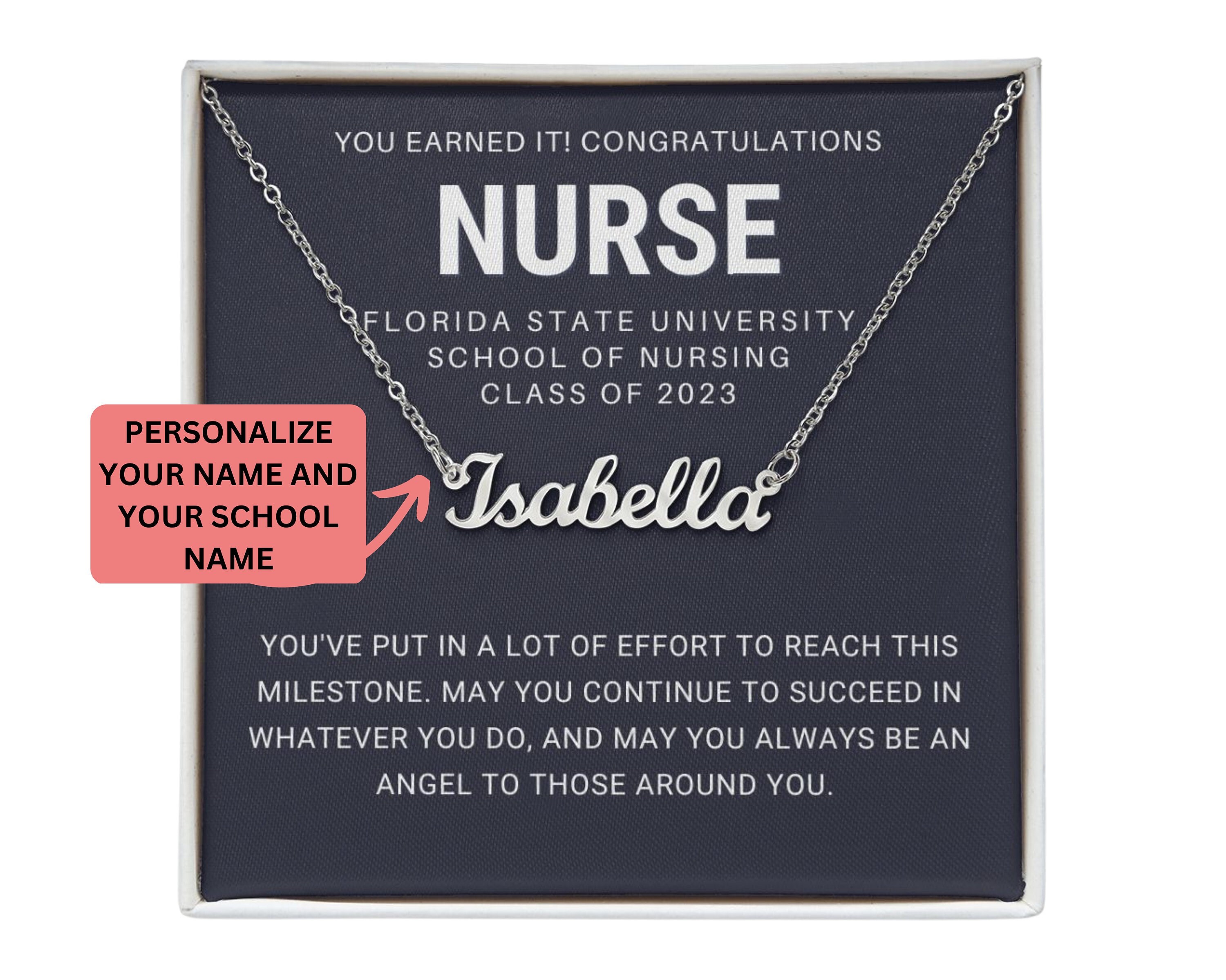 Custom Name Necklace for Nurse Graduation Personalize With University ...
