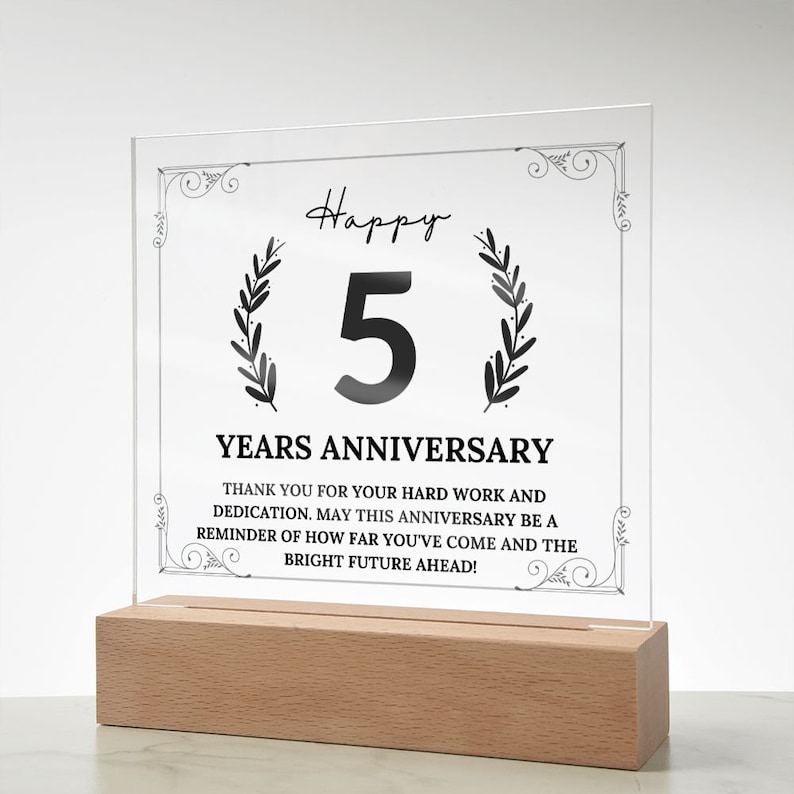 Personalized 5 Year Work Anniversary Gift From Co-worker Boss Friend ...
