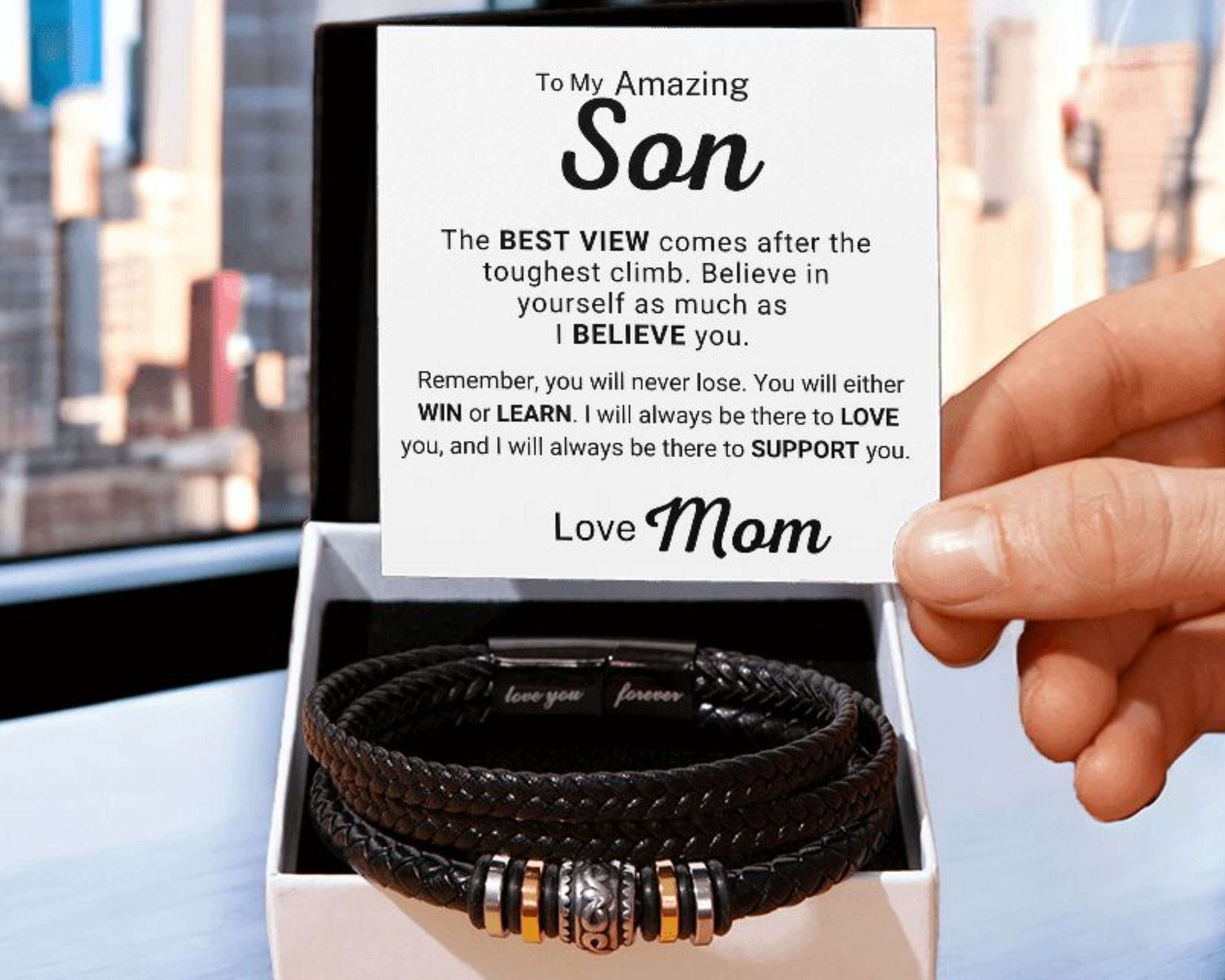 to My Son Bracelet Gift from Mom Graduation Birthday Encouragement Job Promotion Gift for Son from Mommy Mother Christmas Gift for Son