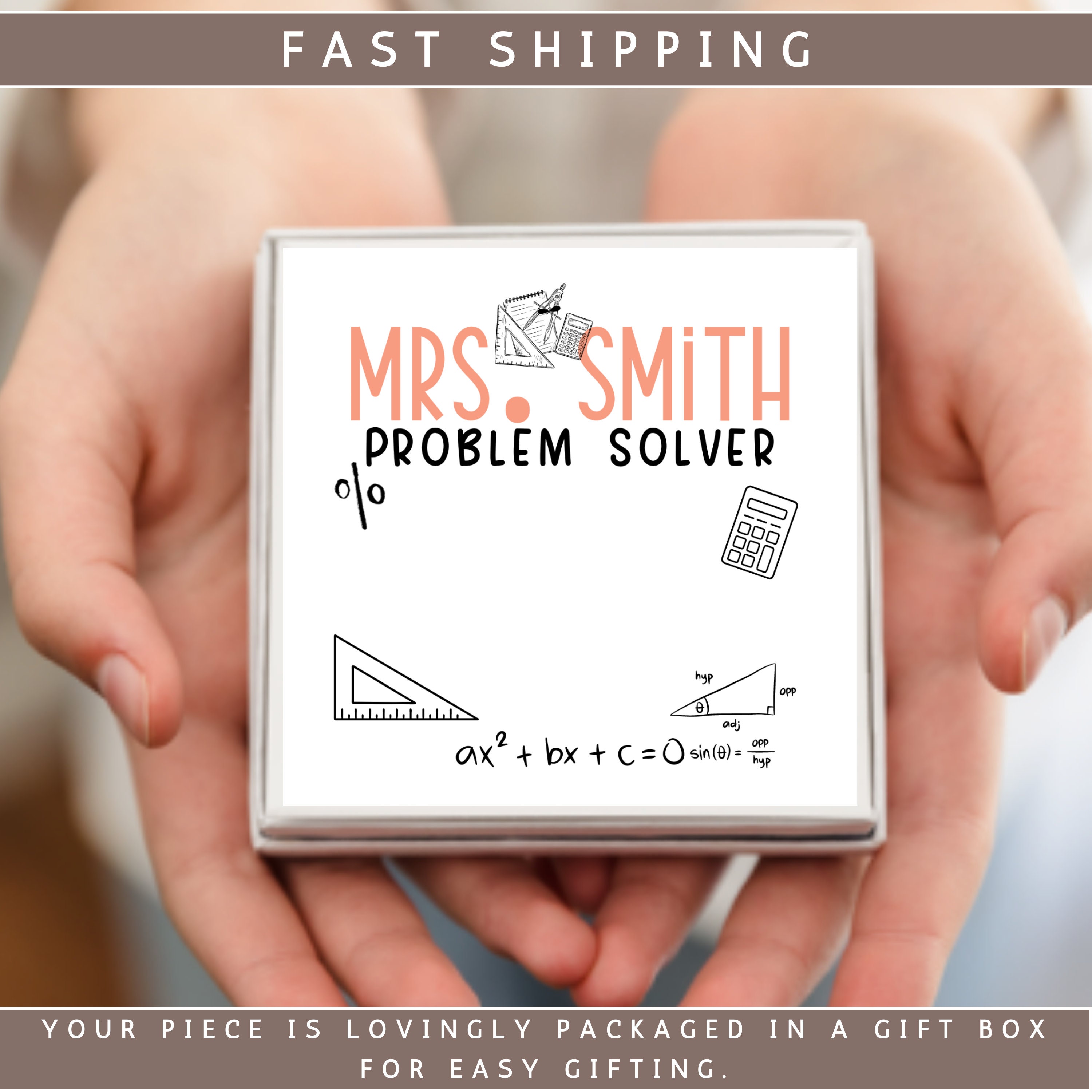 Math Teacher Personalized Birthstone Necklace Gift, Teacher ...