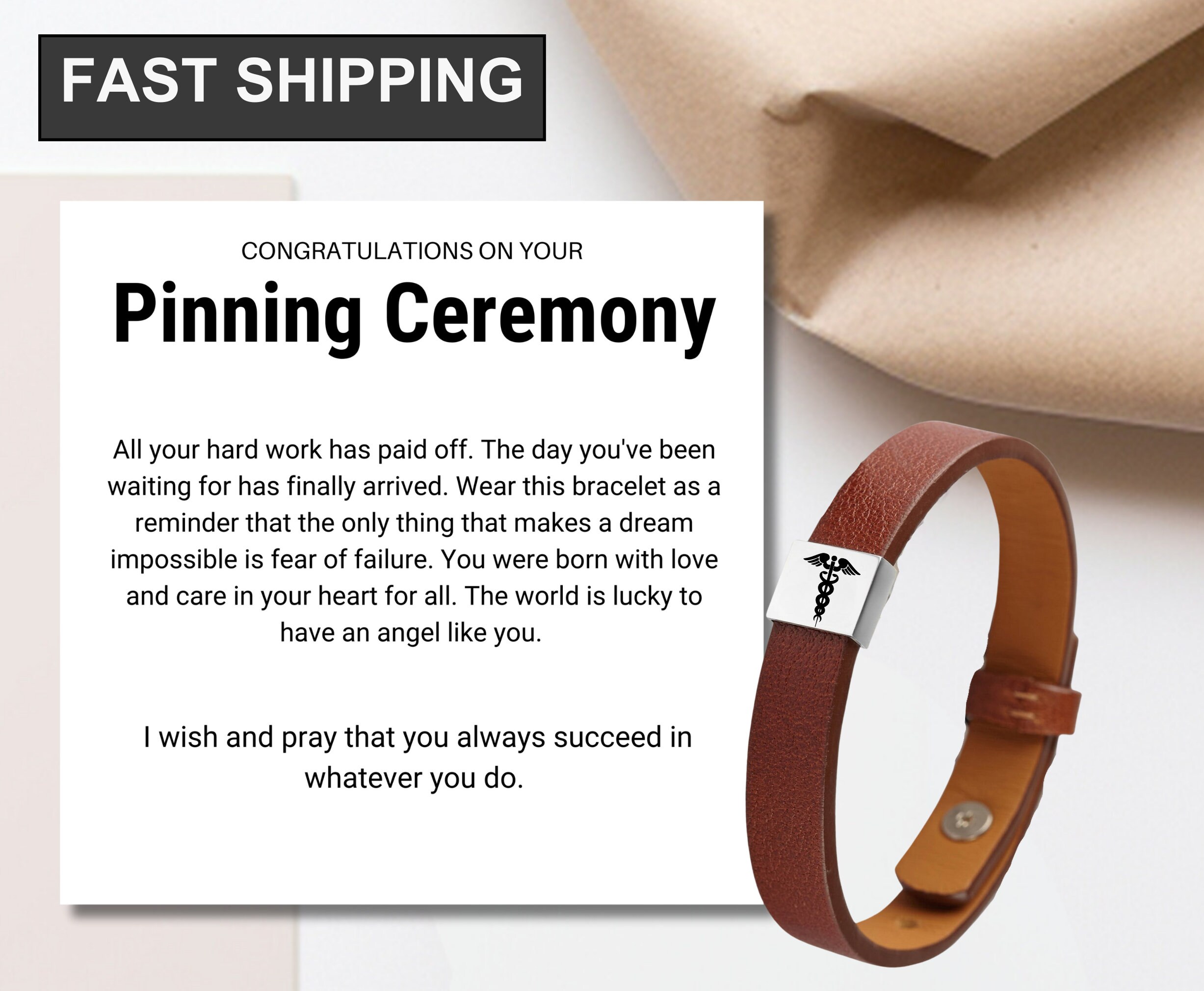 Personalized Pinning Ceremony Leather Bracelet for Male Nurse, Murse ...