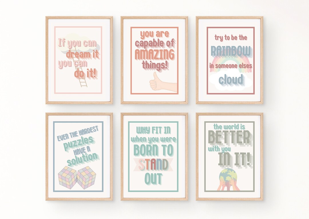BOHO Rainbow Motivational Posters for Classroom, Office - Etsy