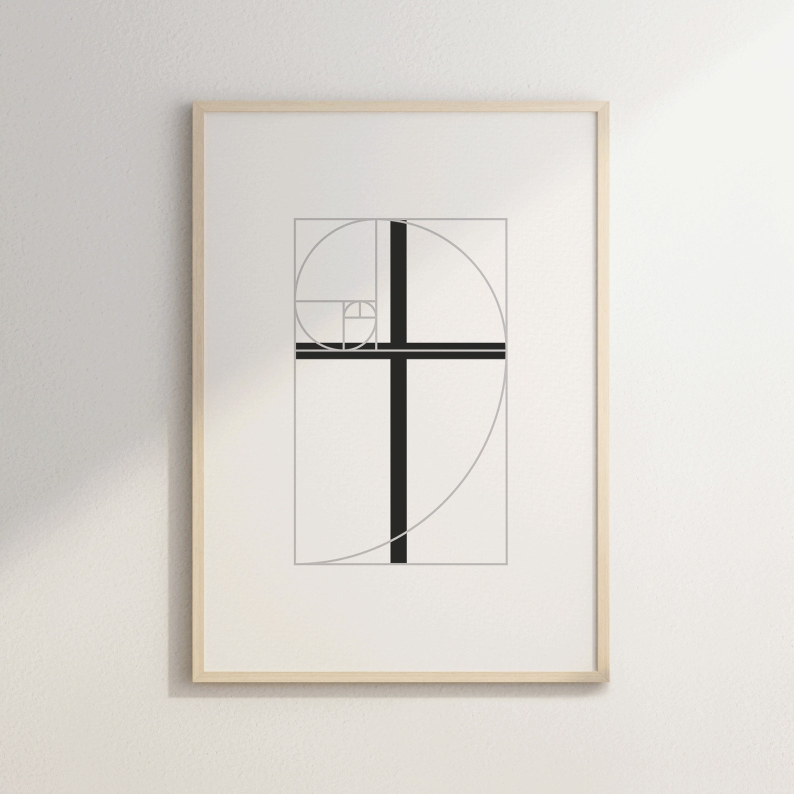 Fibonacci Golden Ratio Spiral Cross | Minimalist Christian Printable ...
