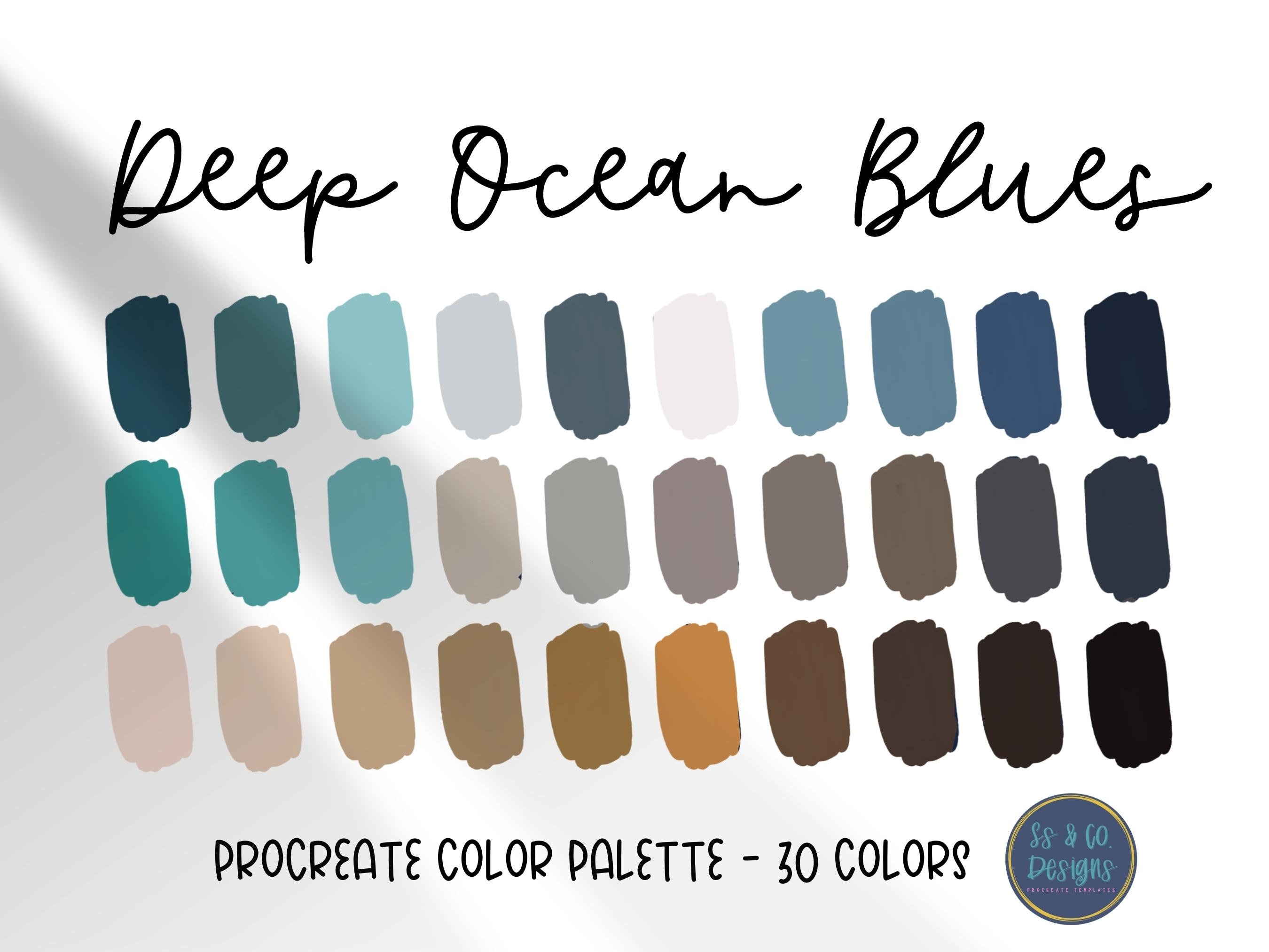 Deep Ocean Blues Procreate Color Palette - Etsy