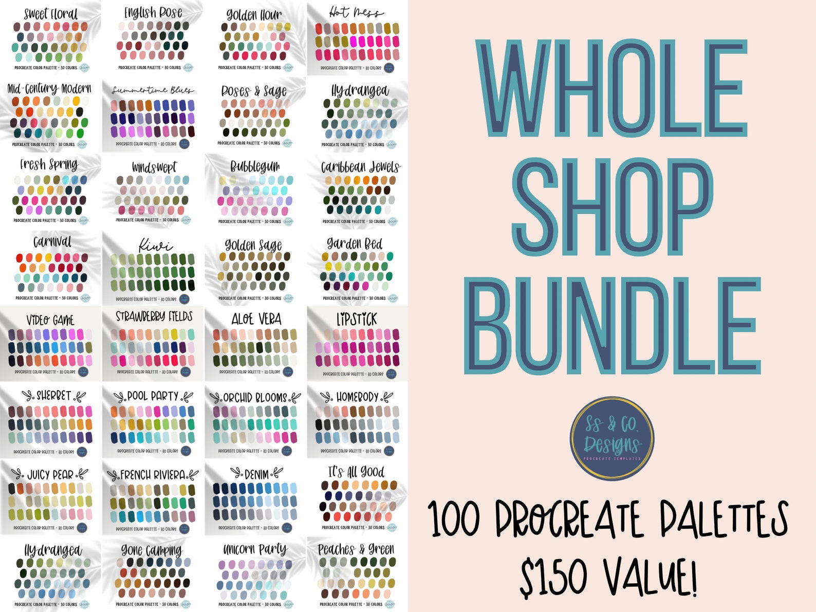 Procreate Color Palette Bundle 100 Procreate Palettes Whole Shop