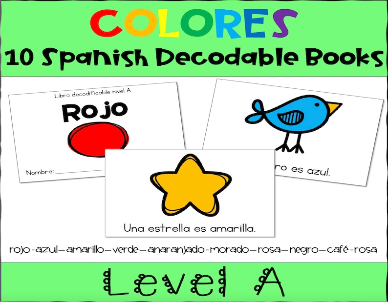 10 Libros Decodificables De Los Colores NIVEL DE LECTURA A (reading ...
