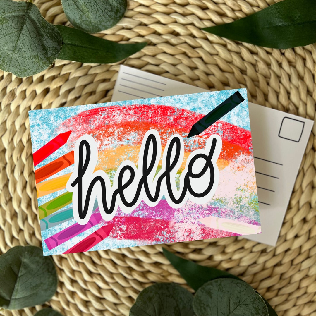 Crayon Rainbow Postcards, Teacher Postcards, ENGLISH & SPANISH, Set of ...