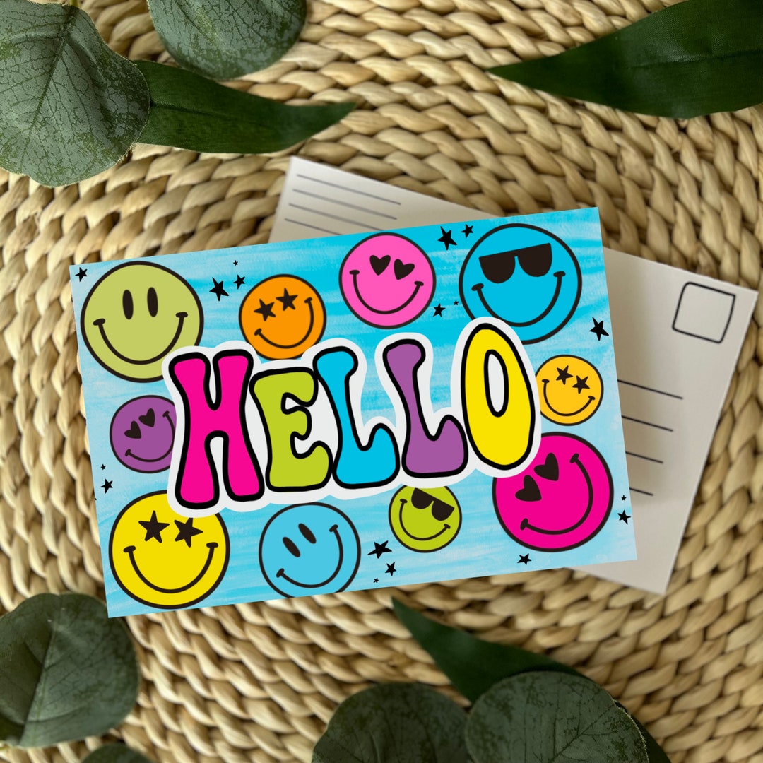 Bright and Groovy Postcards, Teacher Postcards, Set of Postcards, Hello ...