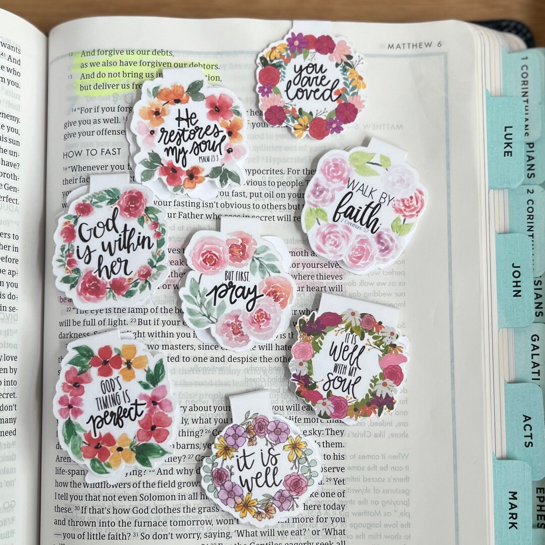 Floral Bible Magnetic Bookmarks, Scripture Gifts - Etsy