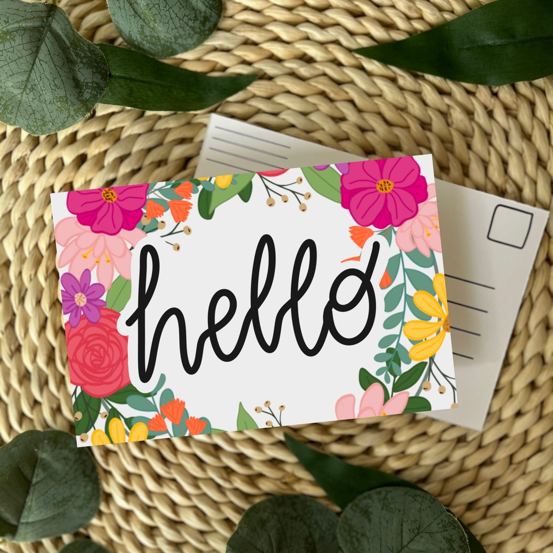 Bright Floral Postcards, Teacher Postcards, Set of Postcards, Hello ...