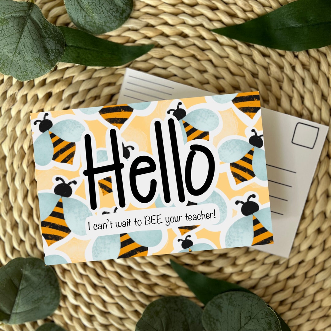 Bee Postcards, Teacher Postcards, Set of Postcards, Hello Postcard ...