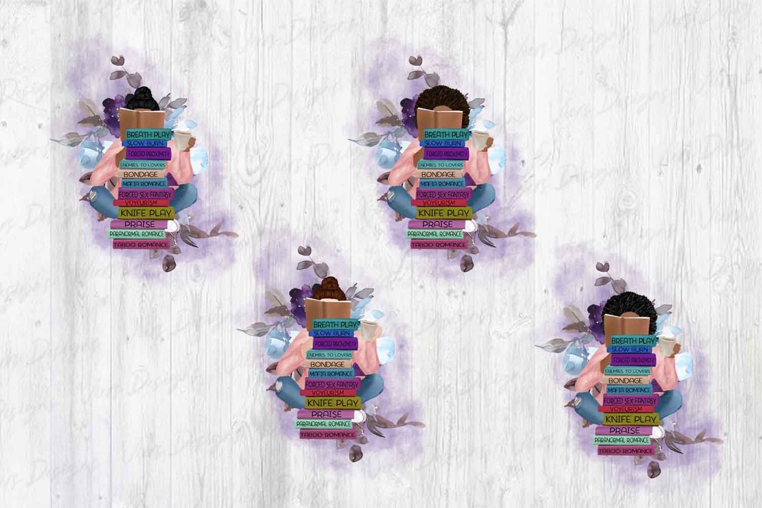 Reading Girl Book Trope Design Bundle | Dark Romance Reader | Smut ...