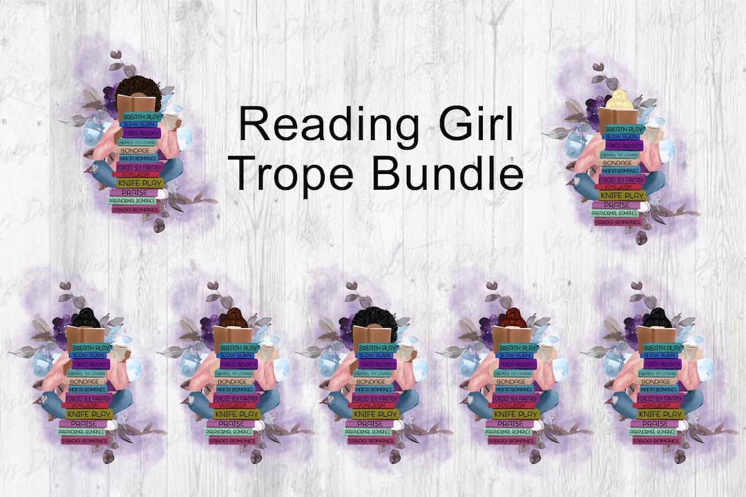 Reading Girl Book Trope Design Bundle | Dark Romance Reader | Smut ...