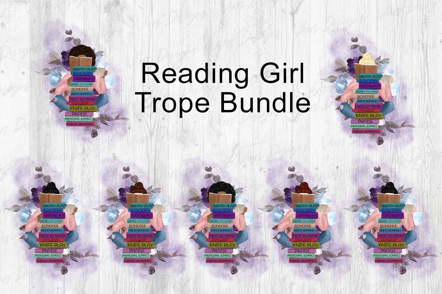 Reading Girl Book Trope Design Bundle | Dark Romance Reader | Smut ...