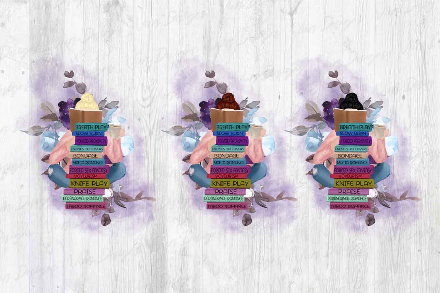 Reading Girl Book Trope Design Bundle | Dark Romance Reader | Smut ...