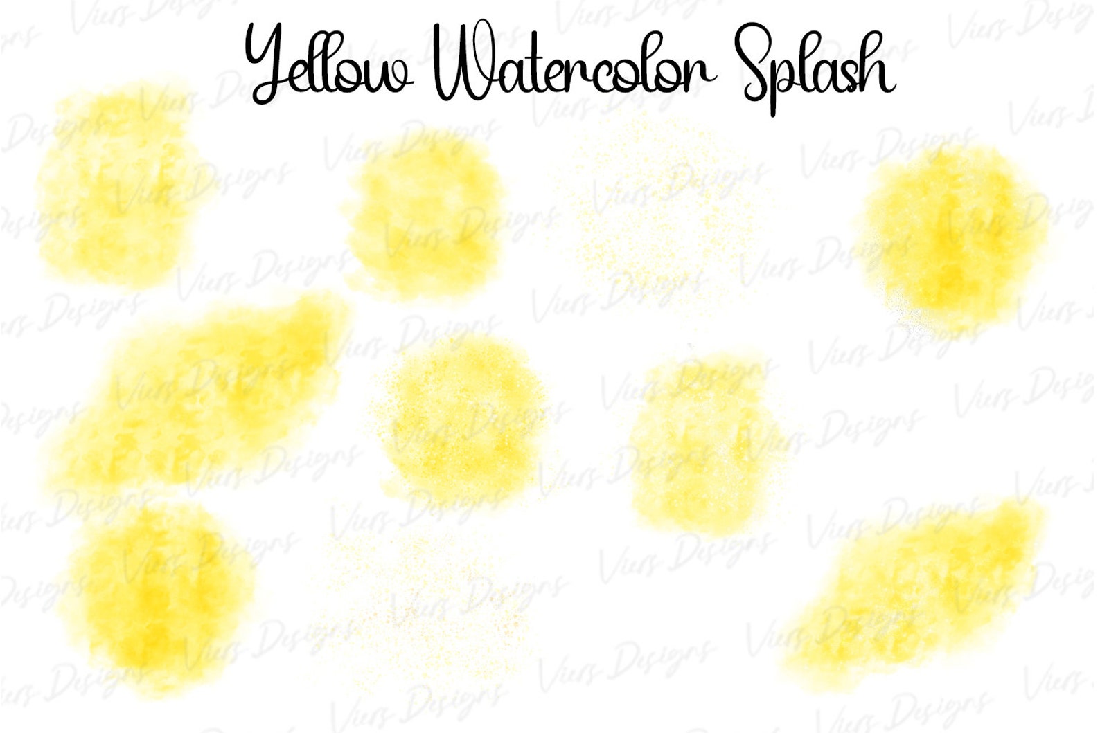 Yellow Watercolor Splashes | Splash Clipart | Digital Design | PNG ...