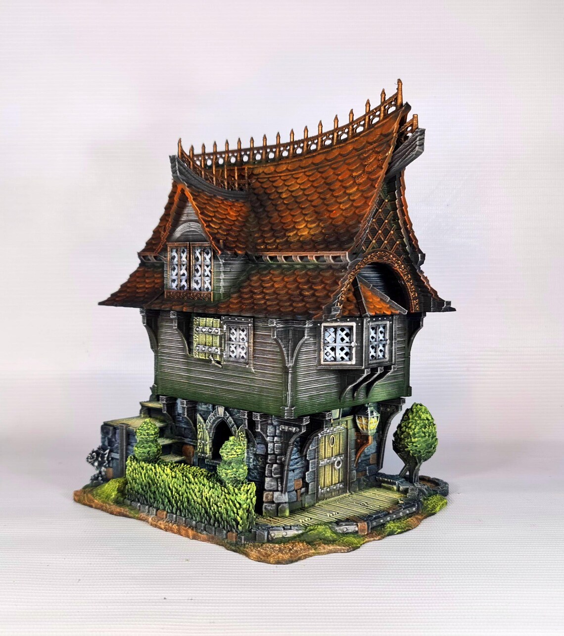 3D Printed Medieval House: Red Rose Lodge, Unpainted Tabletop Terrain ...