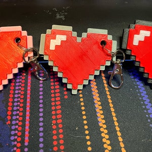3d Printed 8-bit Heart Keychain Valentines Day - Etsy