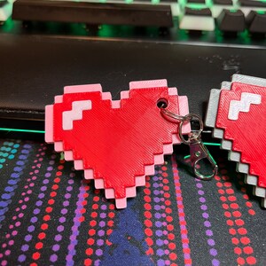 3d Printed 8-bit Heart Keychain Valentines Day - Etsy