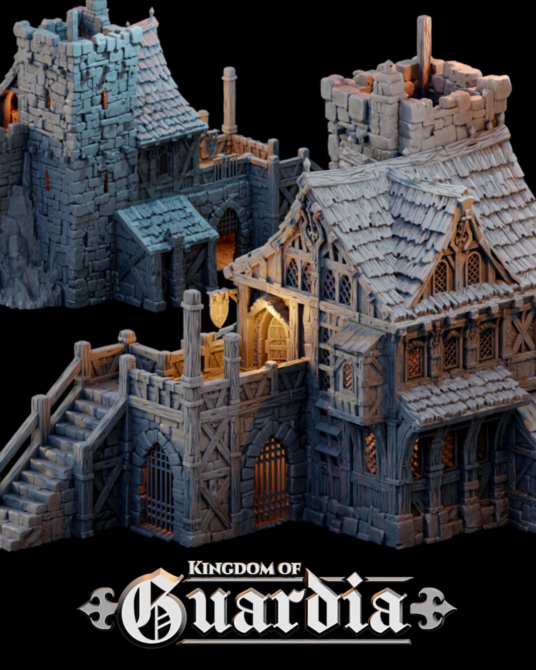 Kingdom of Guardia 28mm Scale Knights Keep Inn - 3D Printed Gray ...