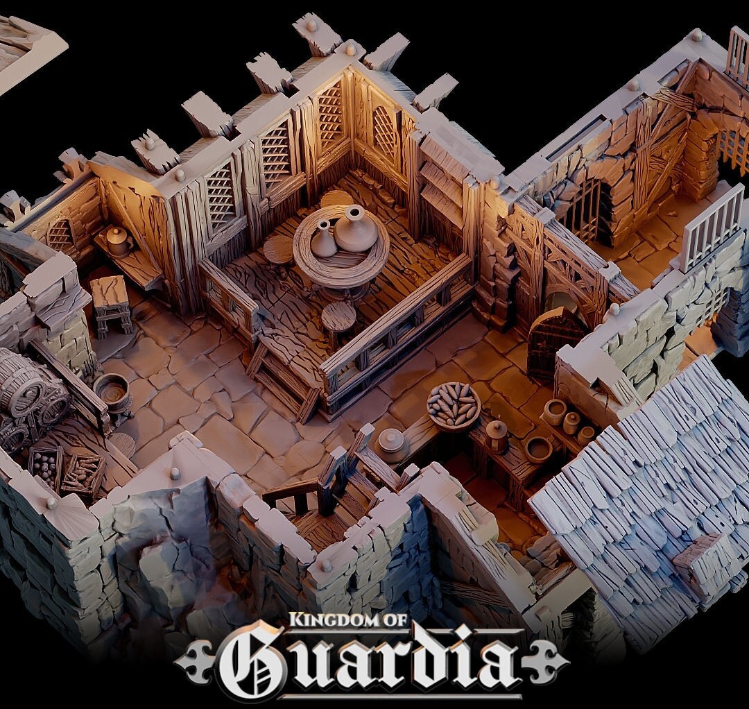 Kingdom of Guardia 28mm Scale Knights Keep Inn - 3D Printed Gray ...