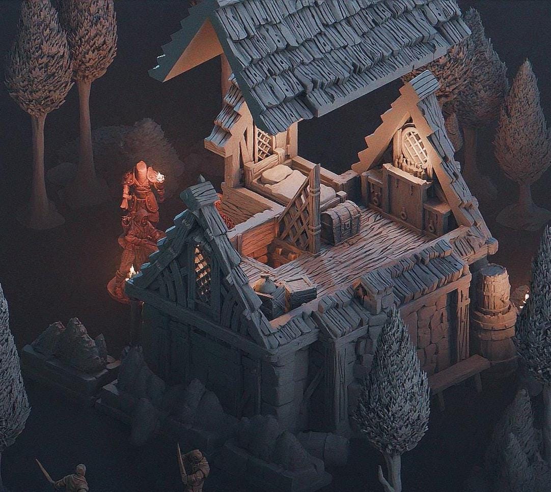 3D Printed Humble Hearth Cottage: DND Wargaming Terrain 28mm - Etsy