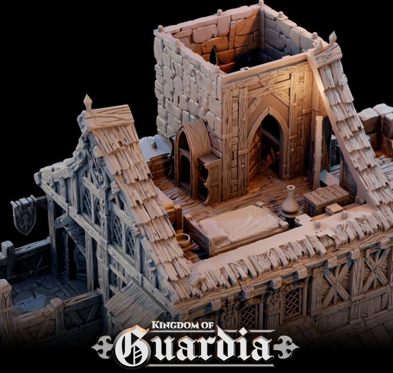 Kingdom of Guardia 28mm Scale Knights Keep Inn - 3D Printed Gray ...