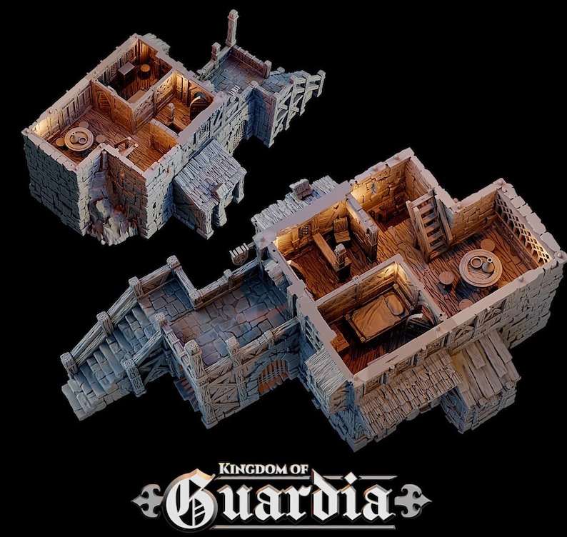 Kingdom of Guardia 28mm Scale Knights Keep Inn - 3D Printed Gray ...