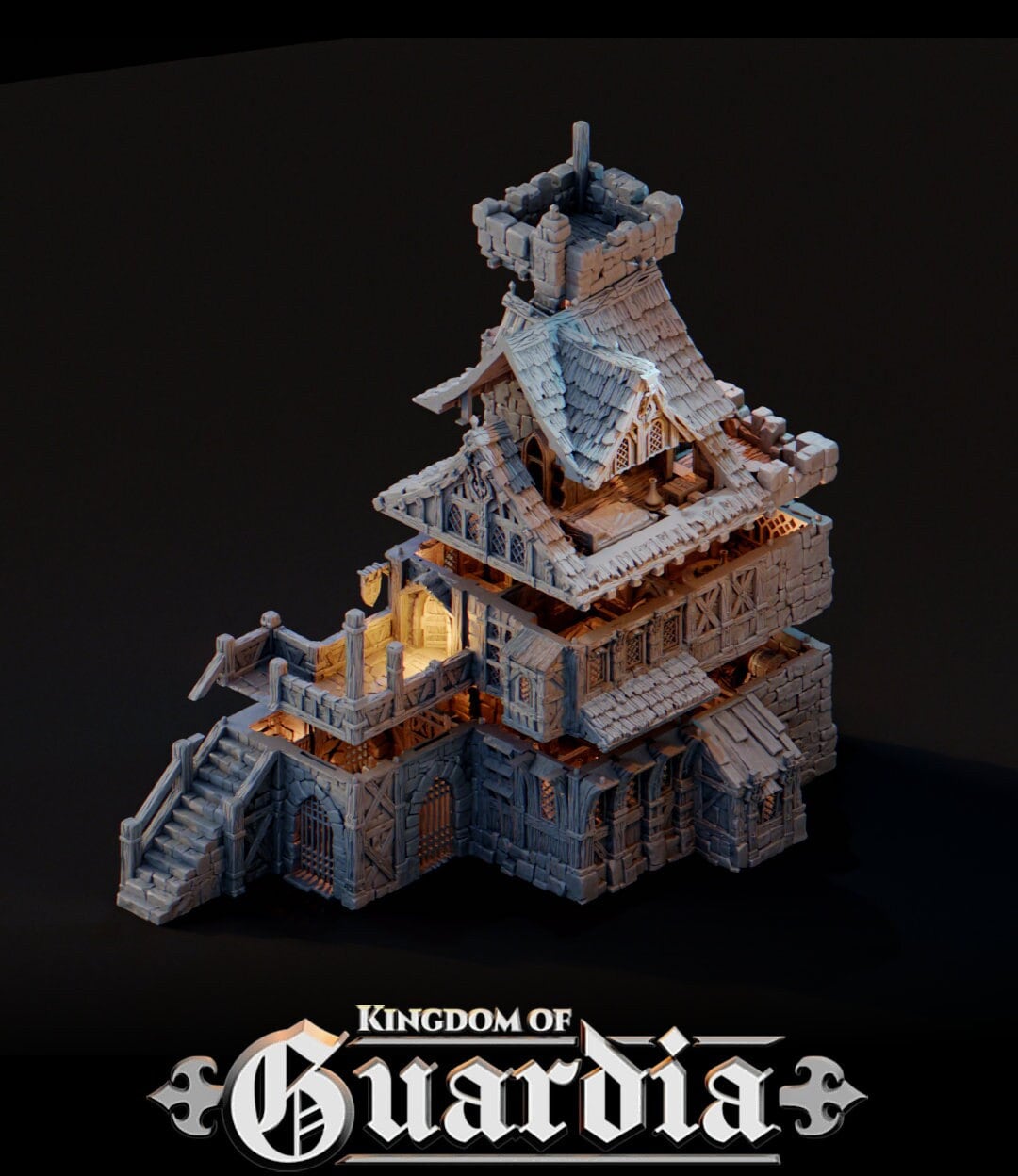 Kingdom of Guardia 28mm Scale Knights Keep Inn - 3D Printed Gray ...