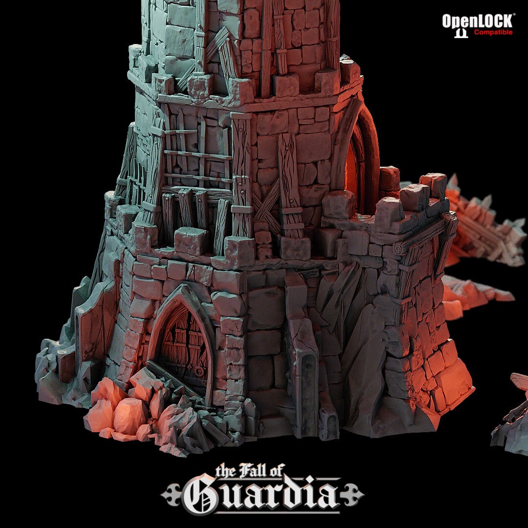 The Fall of Guardia Outpost Tower 3D Printed Miniature - 28mm Scale ...