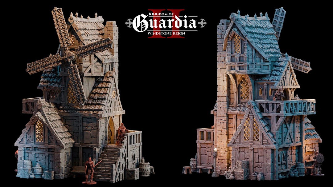 3D Printed Silent Mill Windmill: Wargaming Terrain, DND RPG 28mm - Etsy