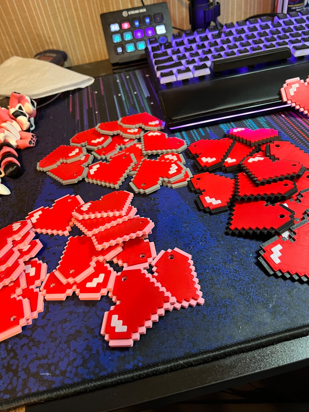 3d Printed 8-bit Heart Keychain Valentines Day - Etsy