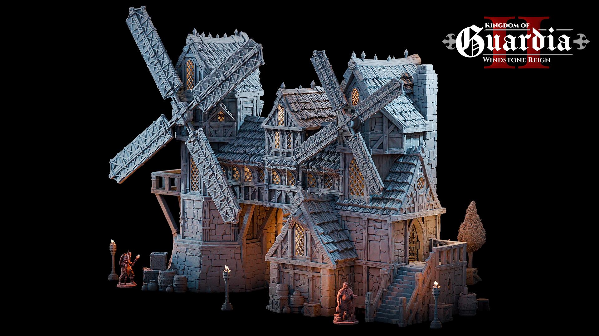 3D Printed Twingale Windmill - Wargaming Terrain, DND 28mm Scale - Etsy
