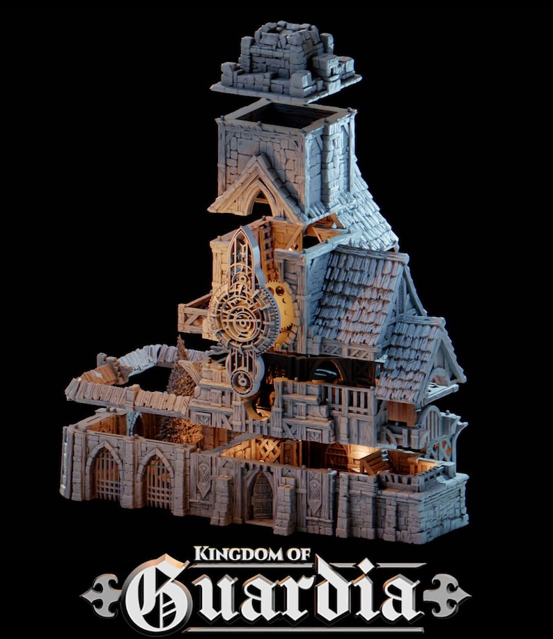 Kingdom of Guardia Clock Tower – 3D Printed RPG Scenery (28/32mm) - Etsy