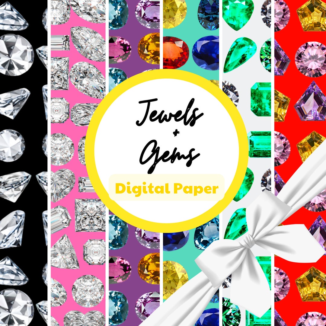 Jewels + Gems Digital Paper | Gemstones Wall Art | Diamond Digital ...