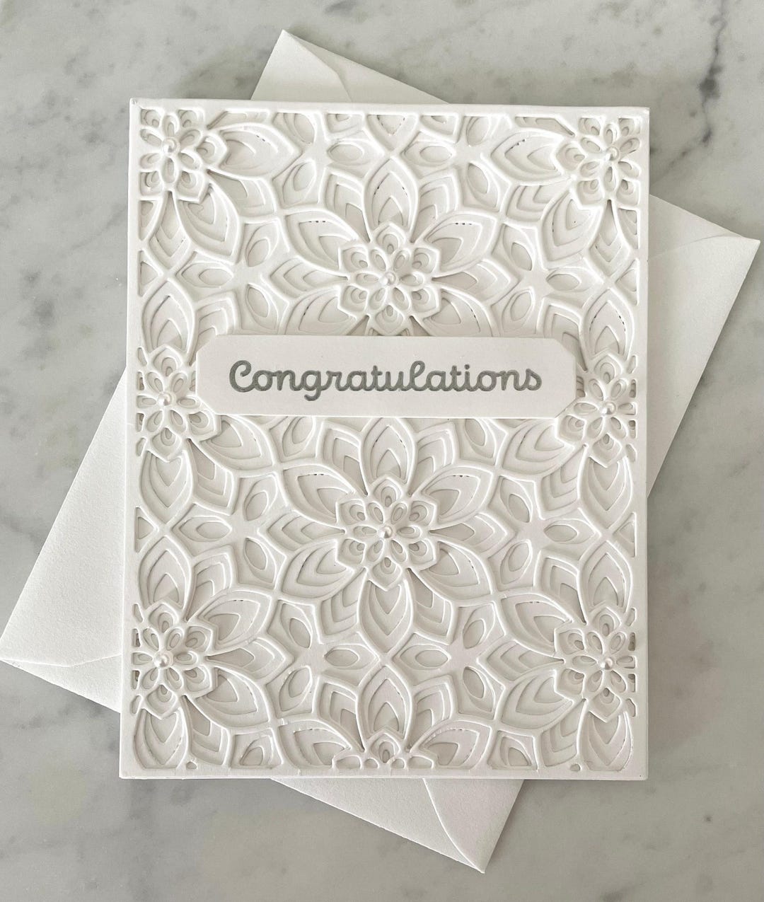 Handmade Wedding Congratulations Card: Fancy All White Greeting, Lacy ...