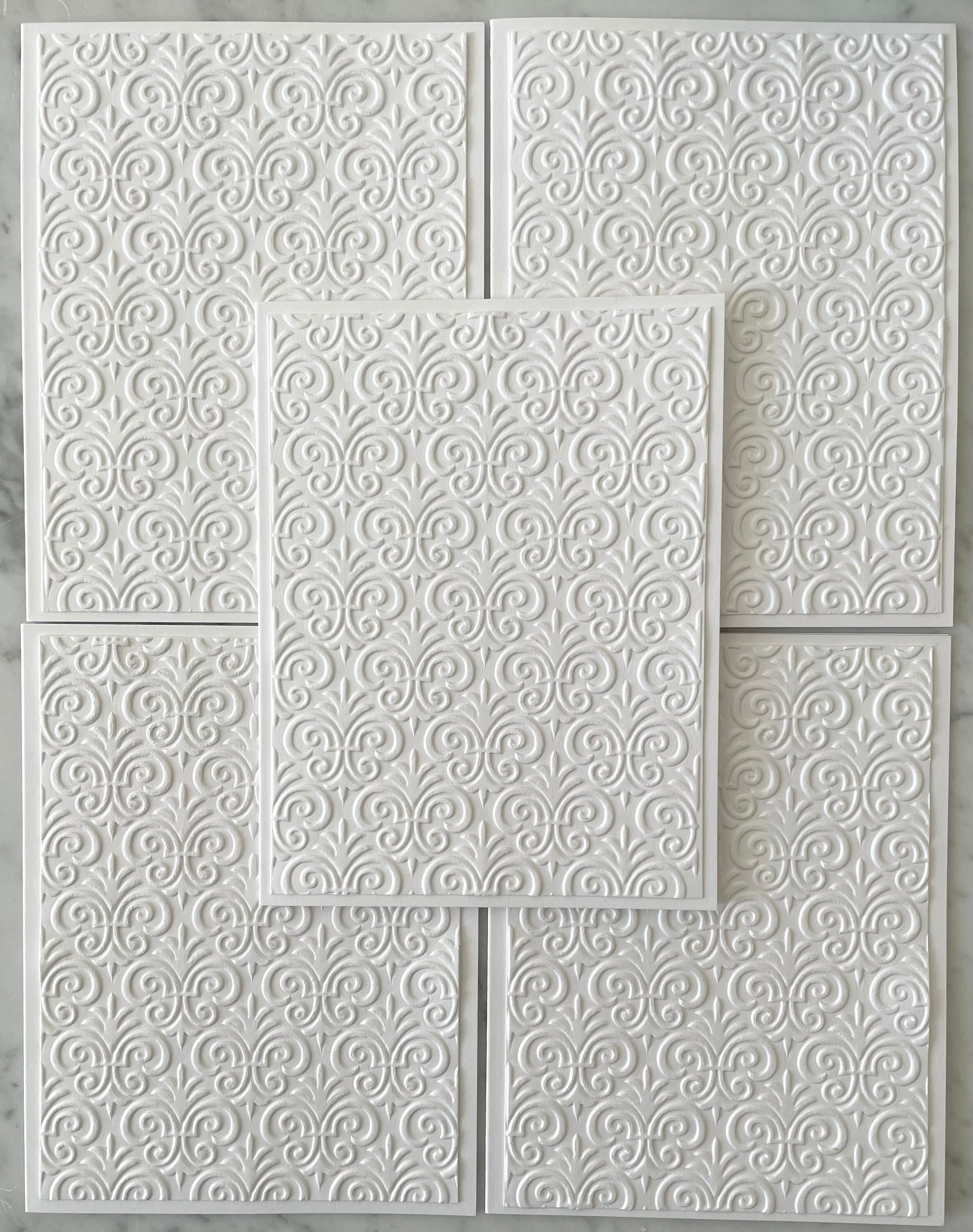 3D Embossed White Cards, Handmade 5 Card Set, Blank Notecards, Deluxe ...