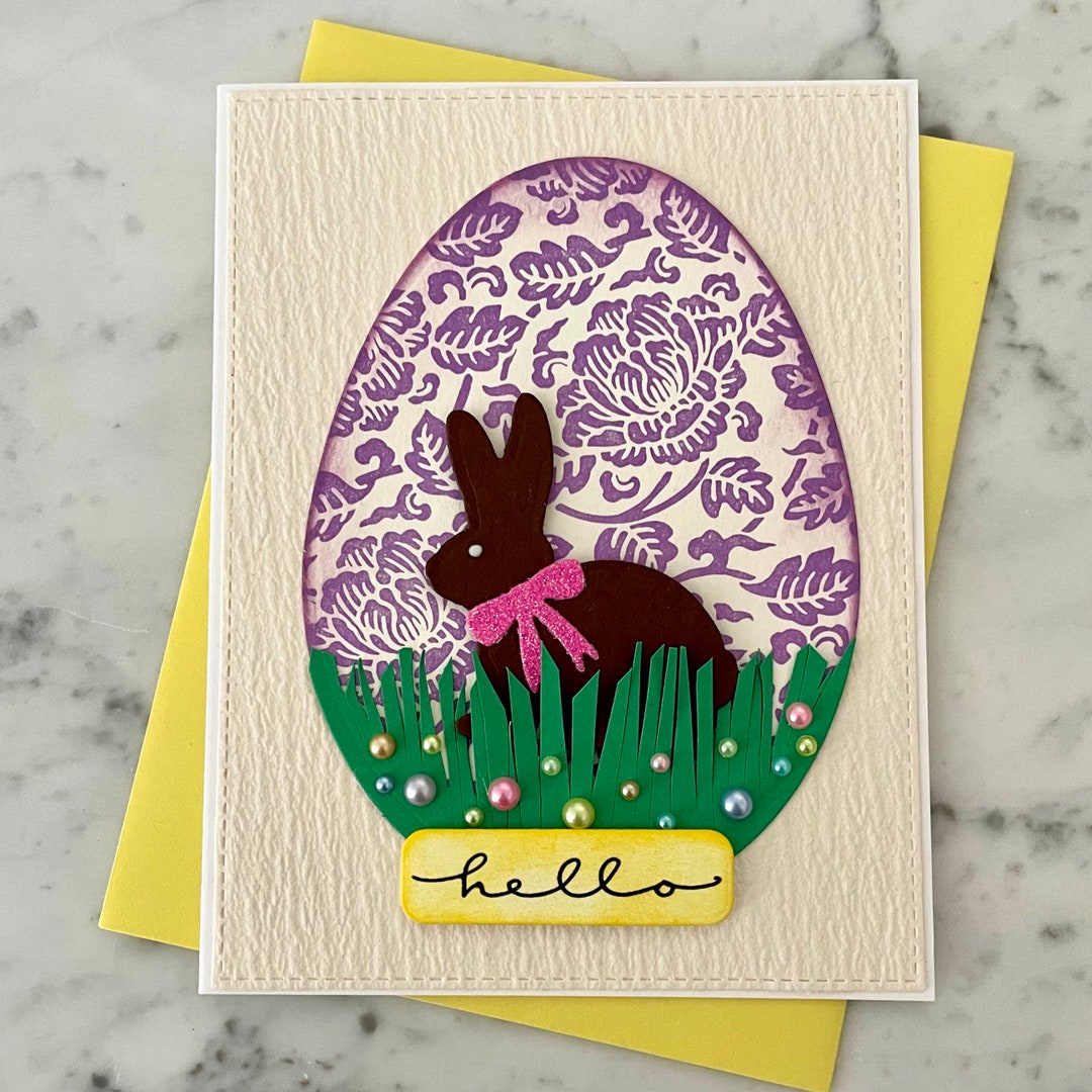 Handmade Easter Card, Spring Bunny Rabbit Greeting, Ornate, Fancy ...