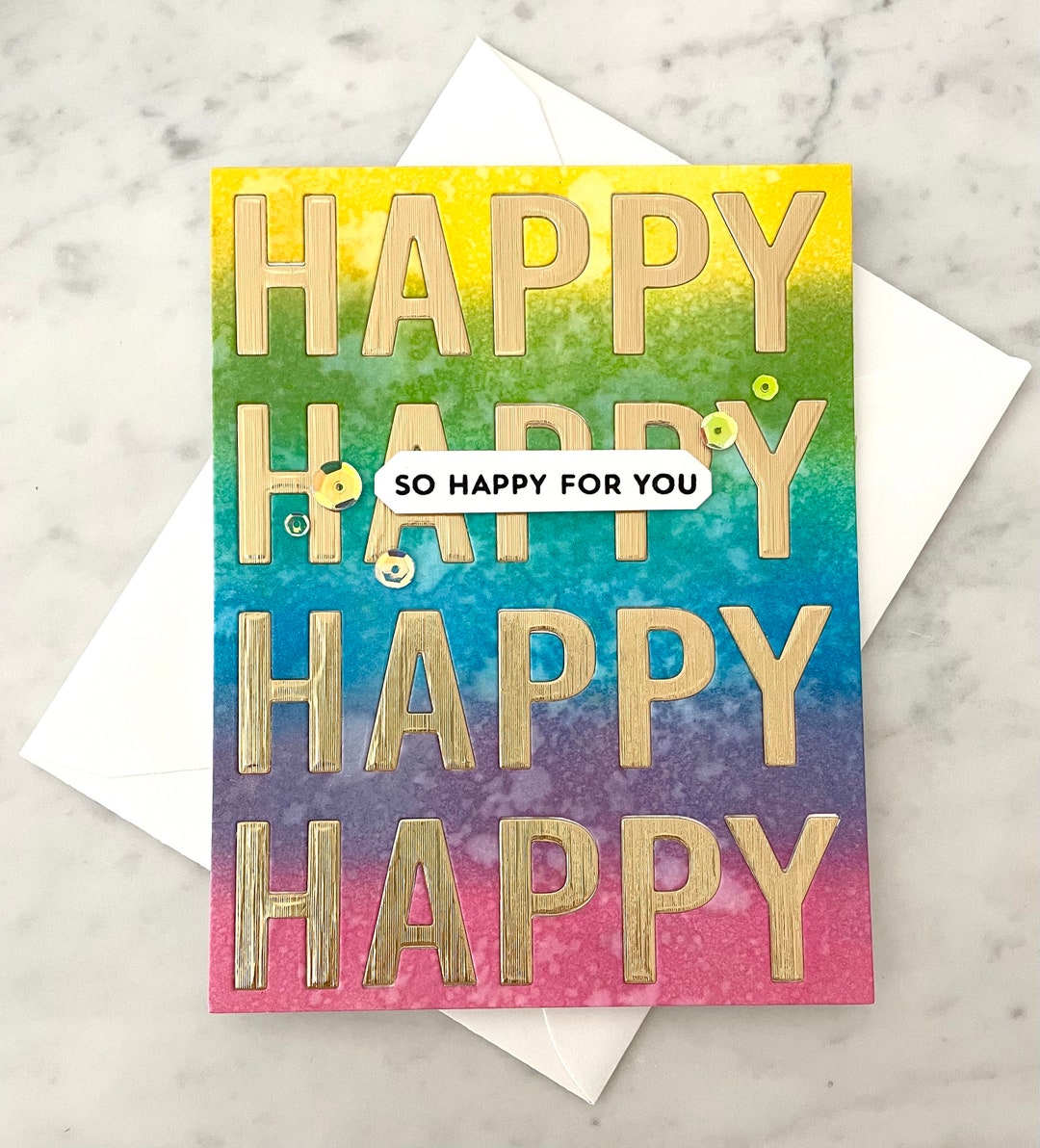 Rainbow Congratulations Card, Handmade Painted Paper Greeting, Happy ...
