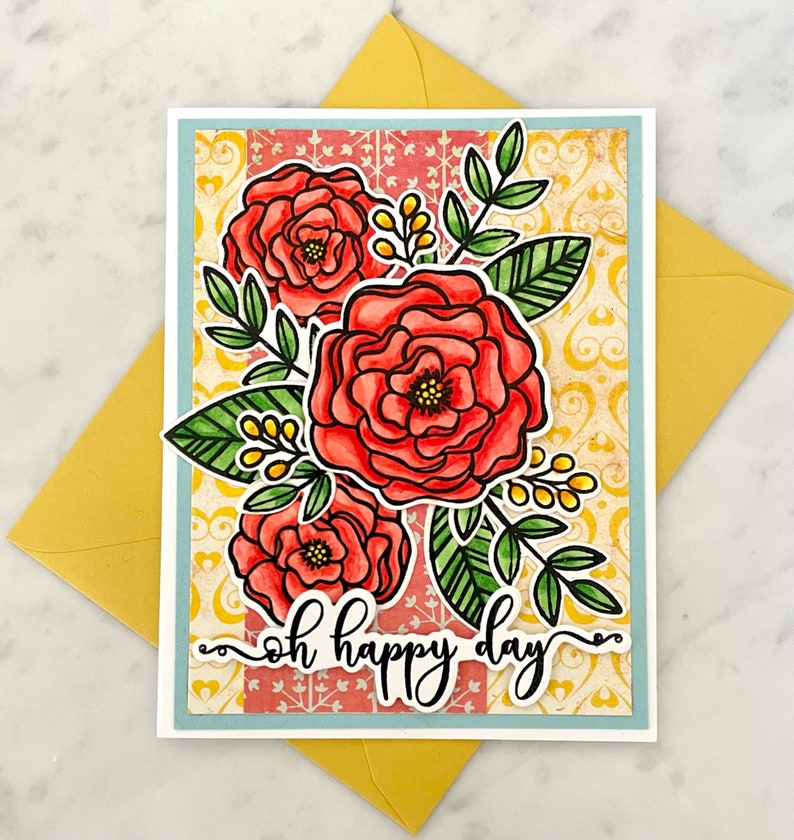 Hand Painted Congratulations Card, Handmade Floral Greeting, Oh Happy ...