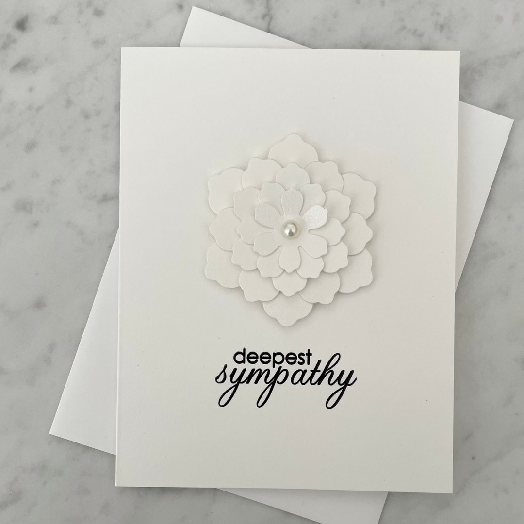 White Flower Sympathy Card, Handmade Greeting, Condolence, so Sorry for ...